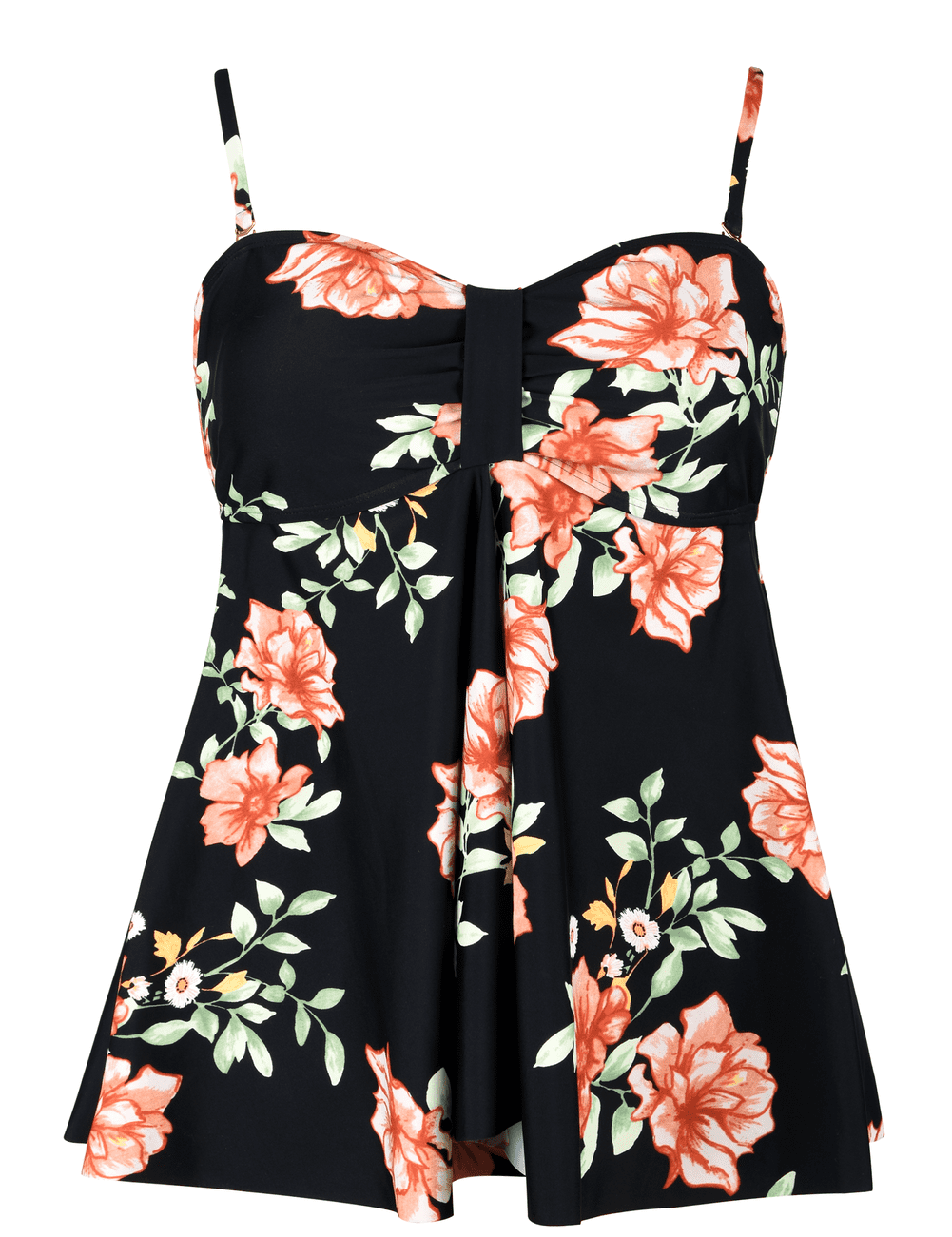 Hilor Women's Flyaway Tankini Top Bandeau Swimsuit Flowy Bathing Suit ...