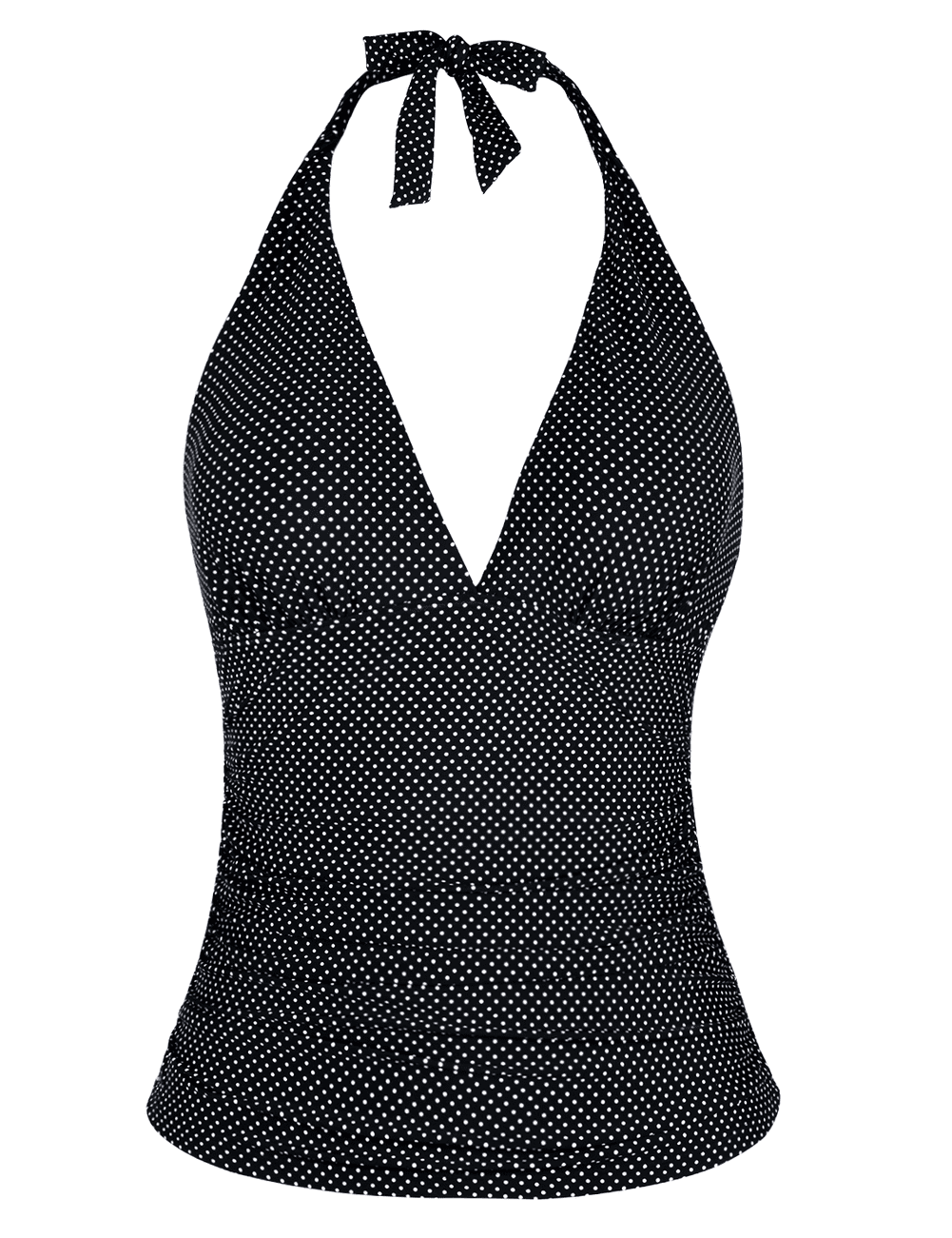 Hilor Women's Plunging V Neck Halter Swim Tops Shirred Tankini Top ...