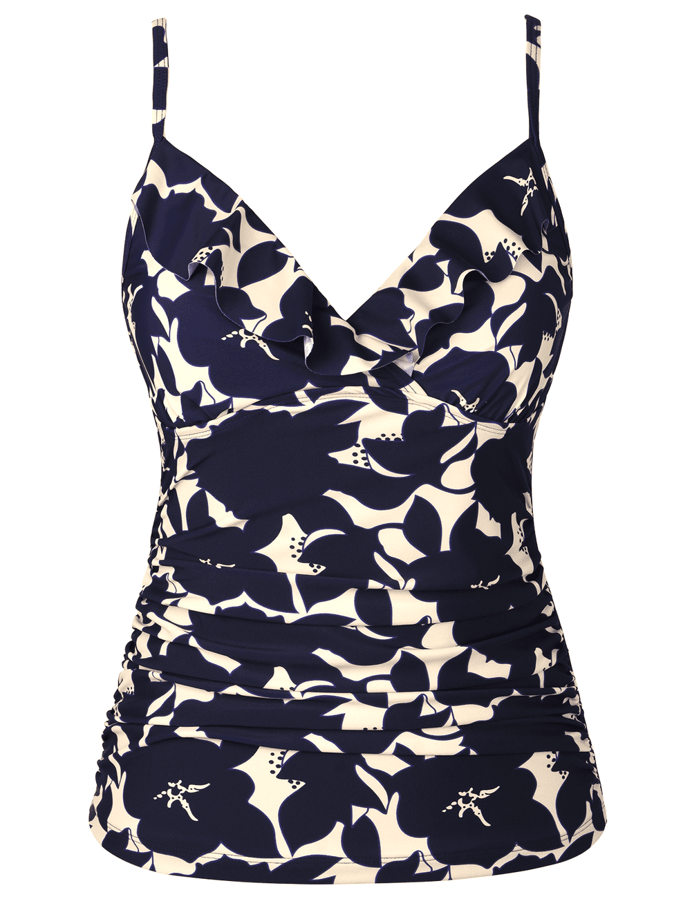 Hilor Women's Tankini Tops Shirred Ruffled Swimsuits V Neck Swimwear ...
