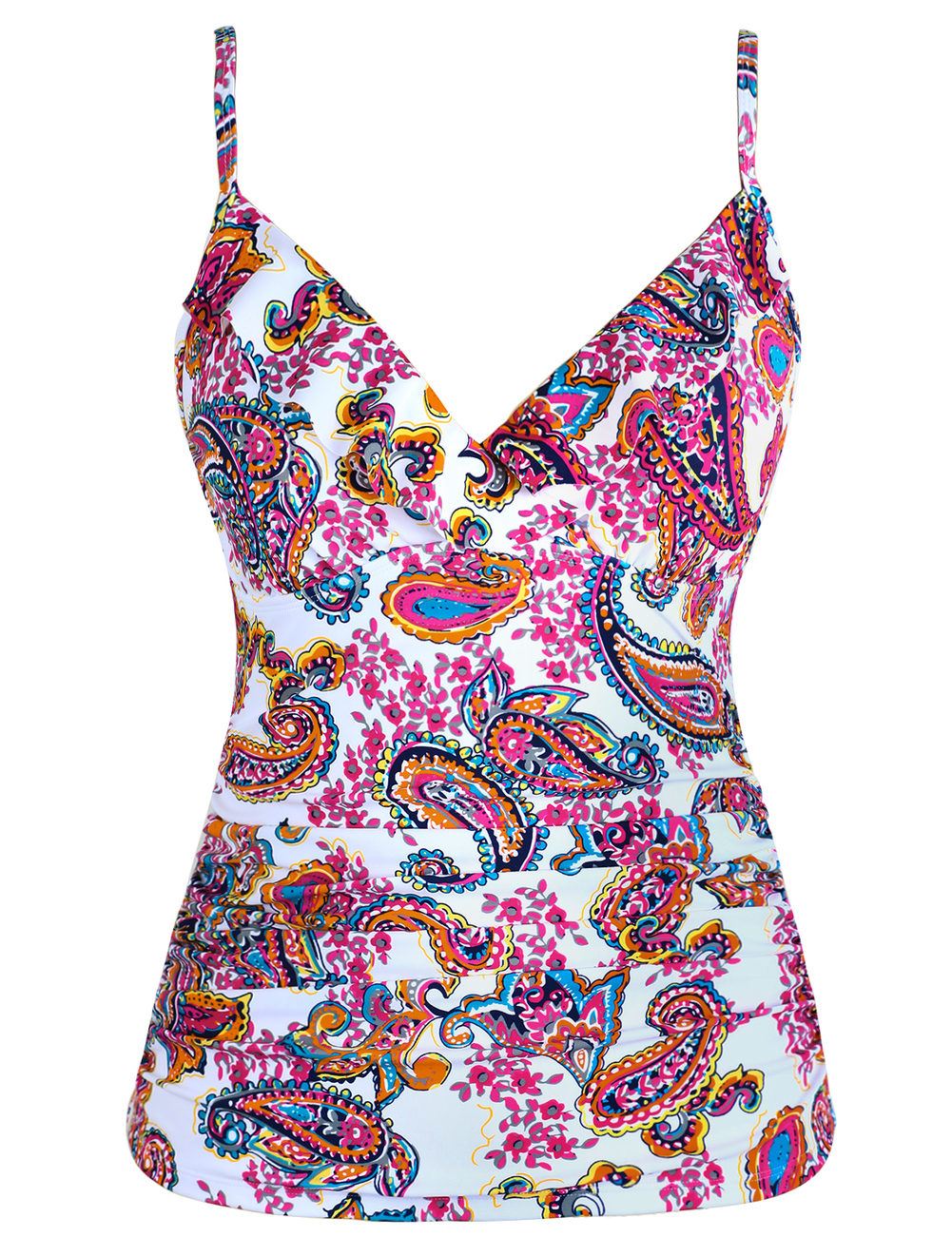 Hilor Women's Tankini Tops Shirred Ruffled Swimsuits V Neck Swimwear ...