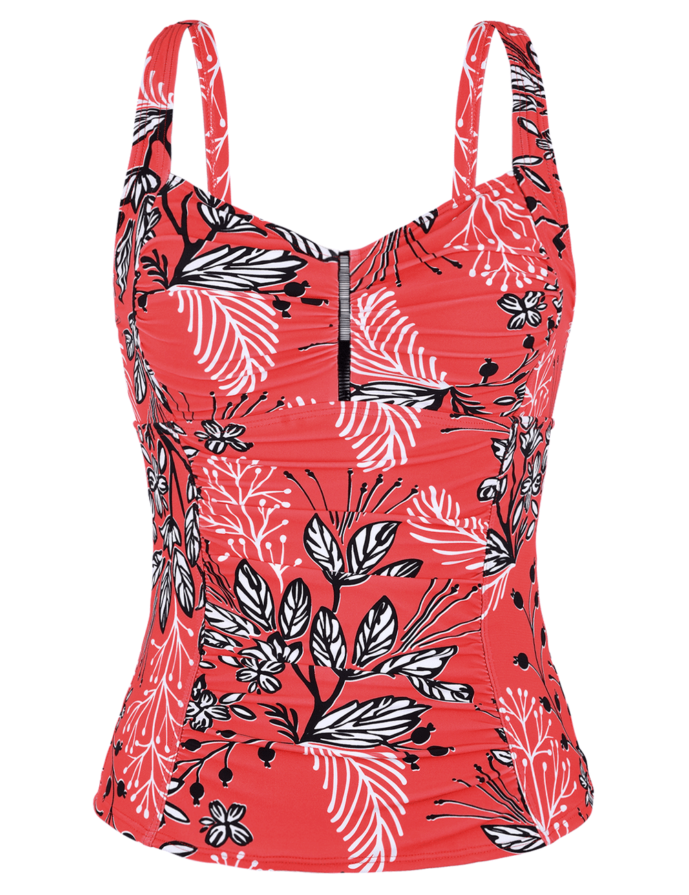 Hilor Women's Tankini Tops Shirred Tummy Control Swimsuits Cross Back ...