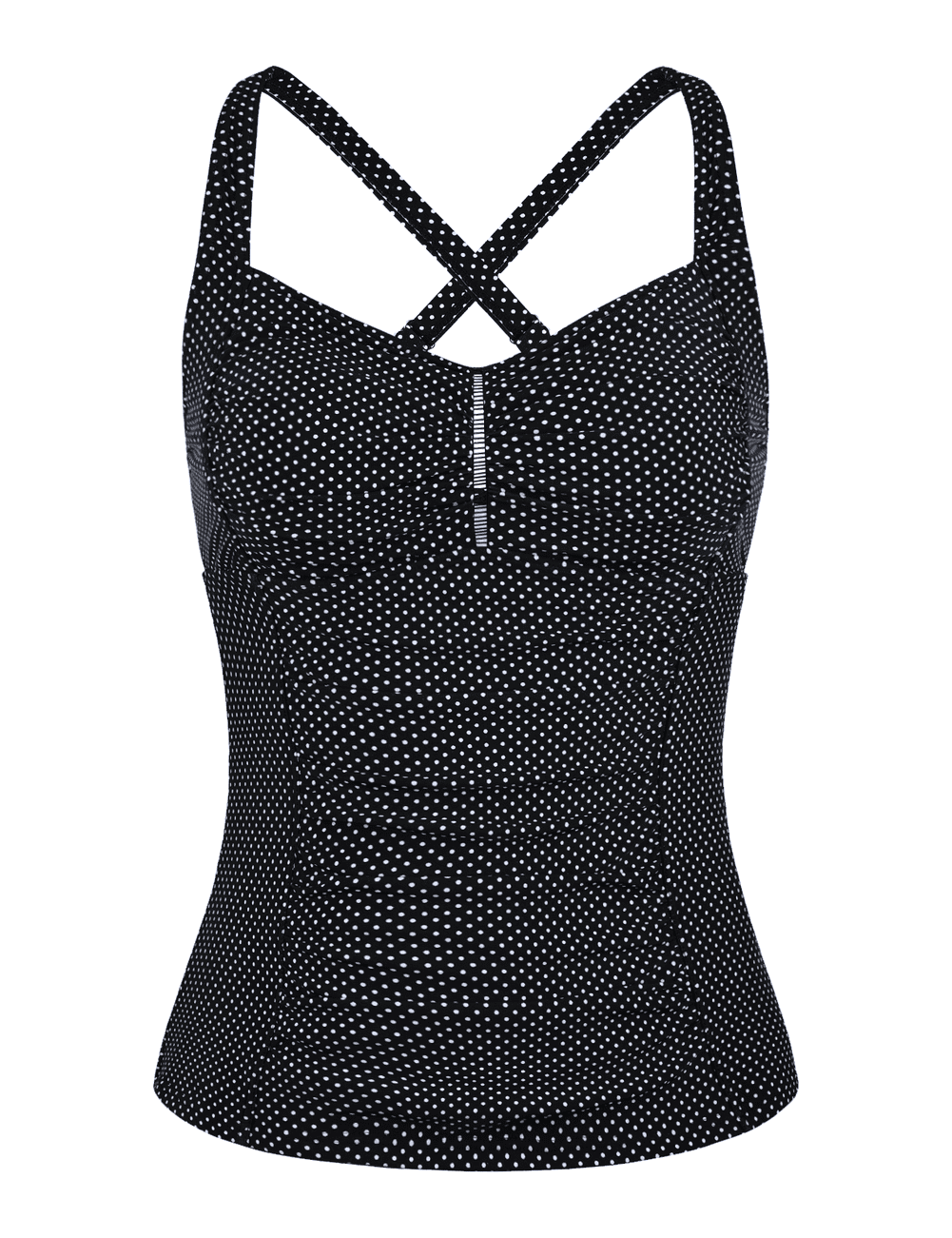 Hilor Women's Tankini Tops Shirred Tummy Control Swimsuits Cross Back ...