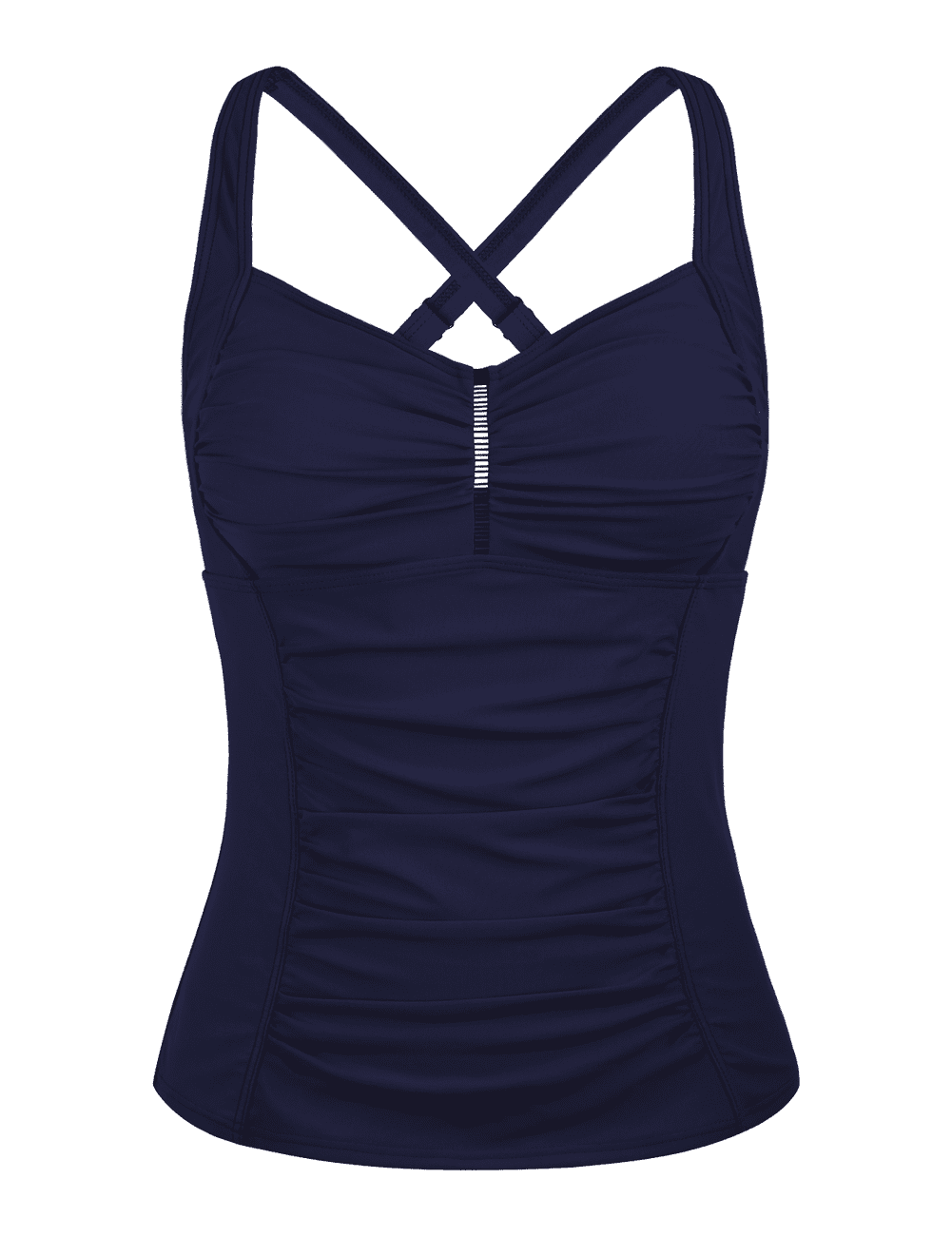 Hilor Women's Tankini Tops Shirred Tummy Control Swimsuits Cross Back ...