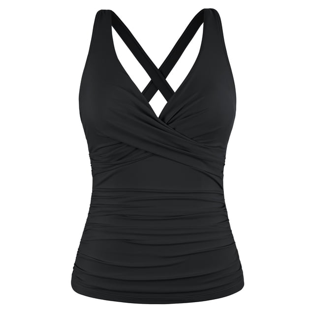 Hilor Women's Underwire Tankini Top Tummy Control Bathing Suits Sexy V ...