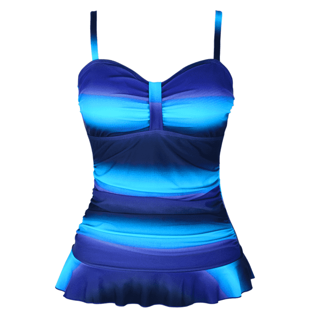 Hilor Womens 50's Retro Ruched Tankini Tops Ruffle Hem Swimsuit Tops ...