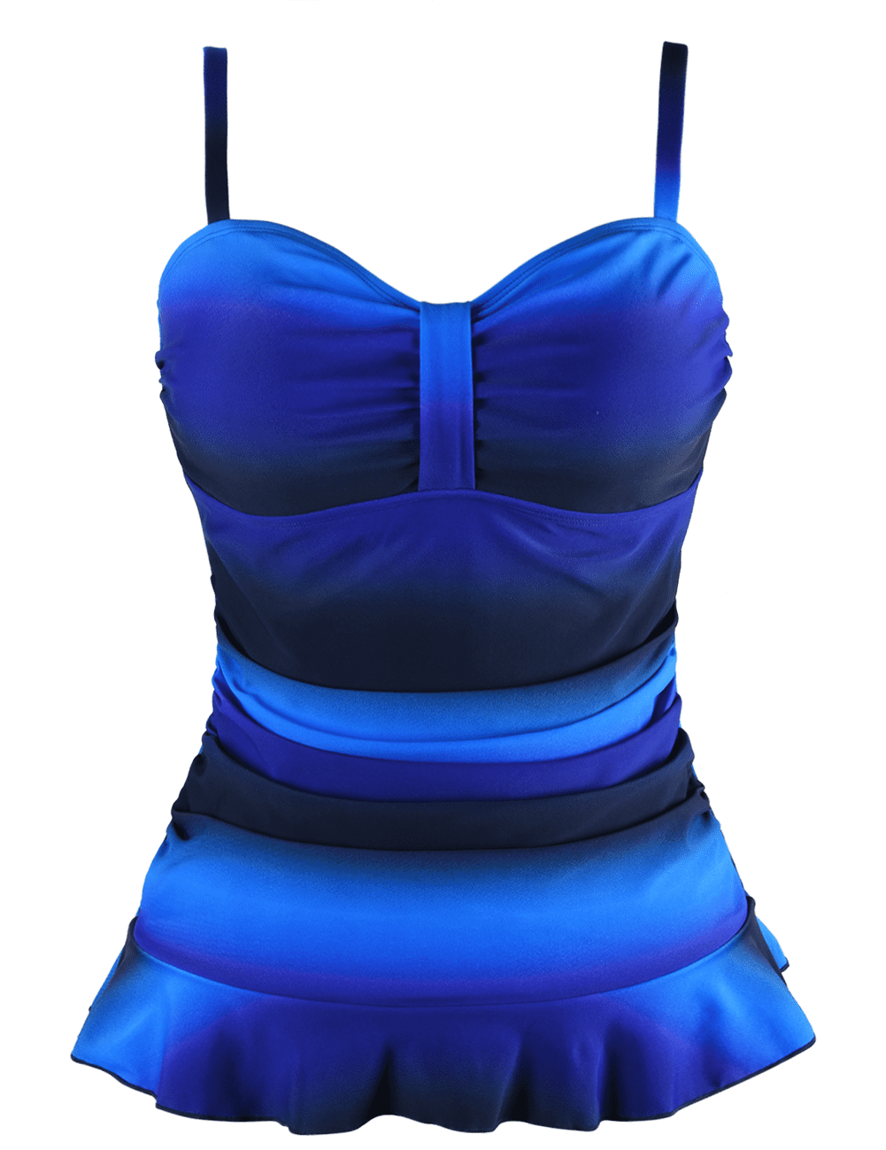 Hilor Womens 50's Retro Ruched Tankini Tops Ruffle Hem Swimsuit Tops ...