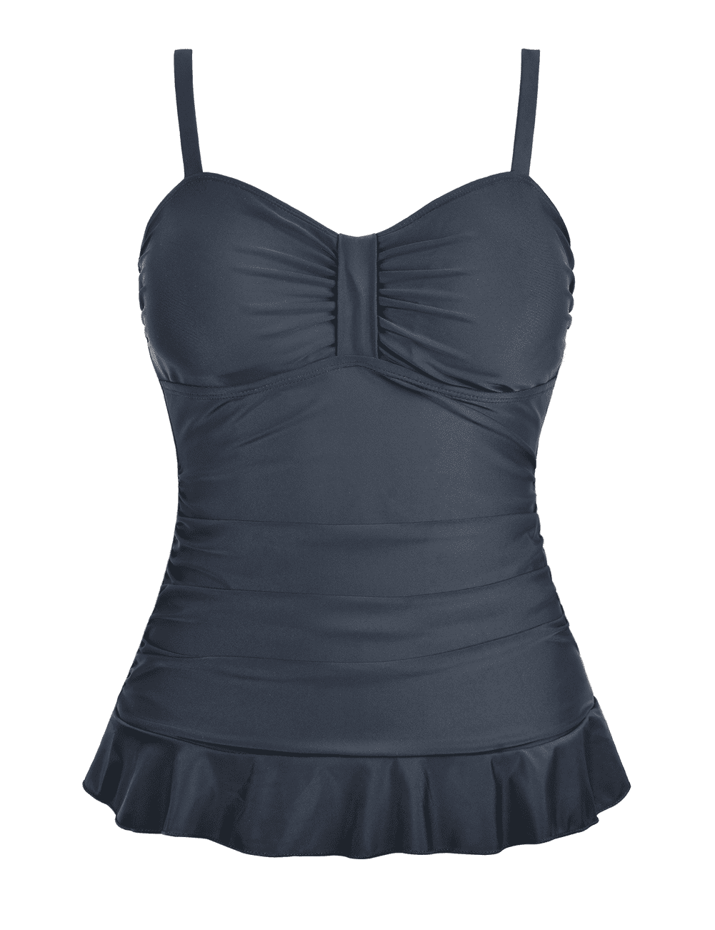 Hilor Womens 50's Retro Ruched Tankini Tops Ruffle Hem Swimsuit Tops ...