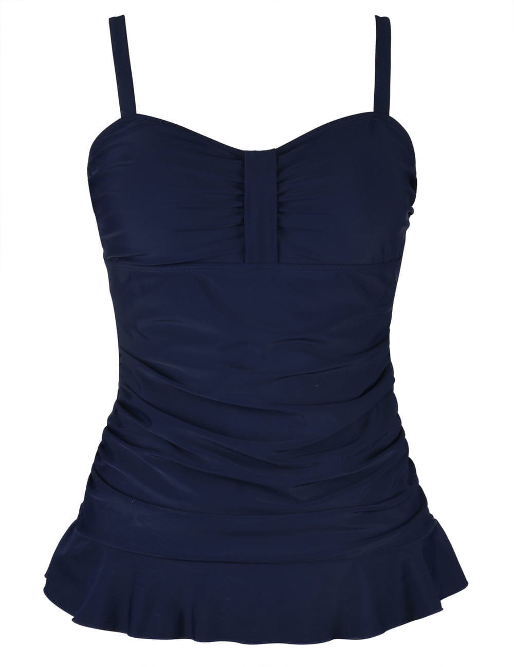 Hilor Womens 50's Retro Ruched Tankini Tops Ruffle Hem Swimsuit Tops ...