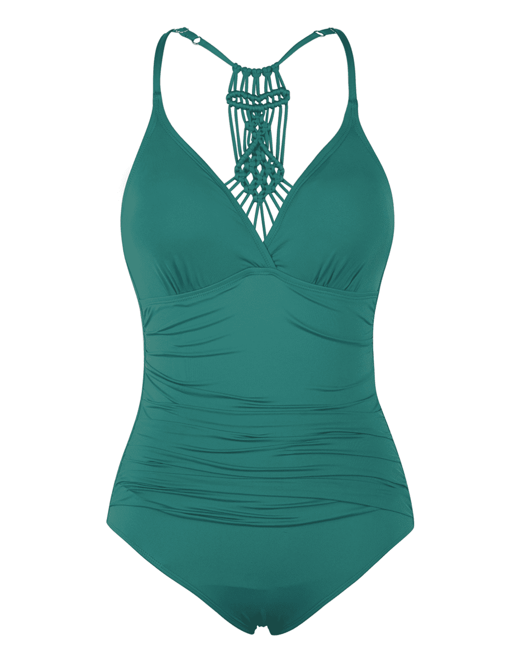 Hilor Womens Halter One Piece Bathing Suits Macrame Back Swimsuits ...