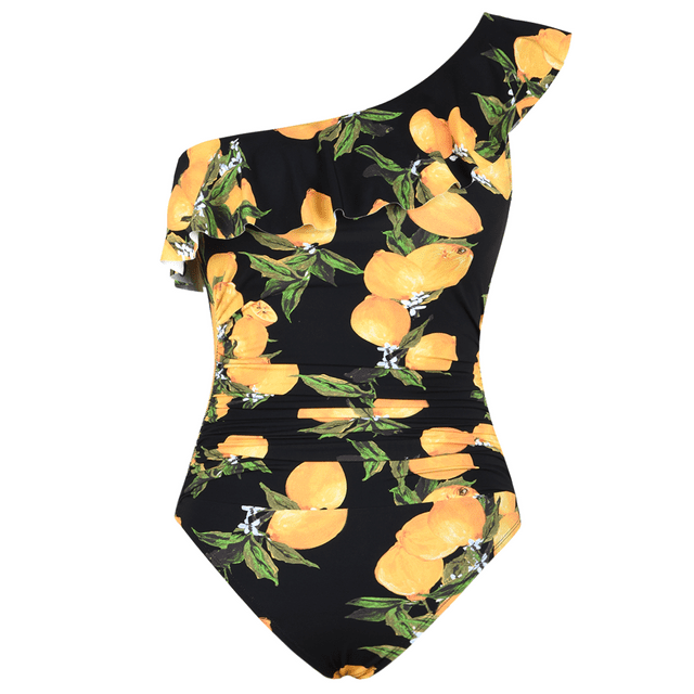 Hilor Womens One Piece Swimsuits One Shoulder Swimwear Asymmetric ...