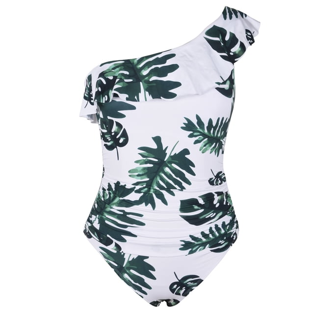 Hilor Womens One Piece Swimsuits One Shoulder Swimwear Asymmetric ...