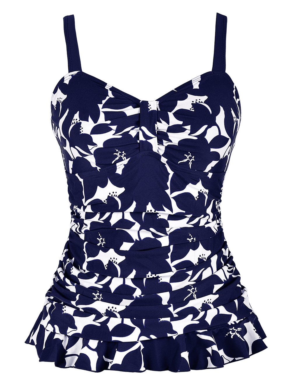 Hilor Womens Plus Size Tankini Top Retro Ruched Swimsuit Top with ...