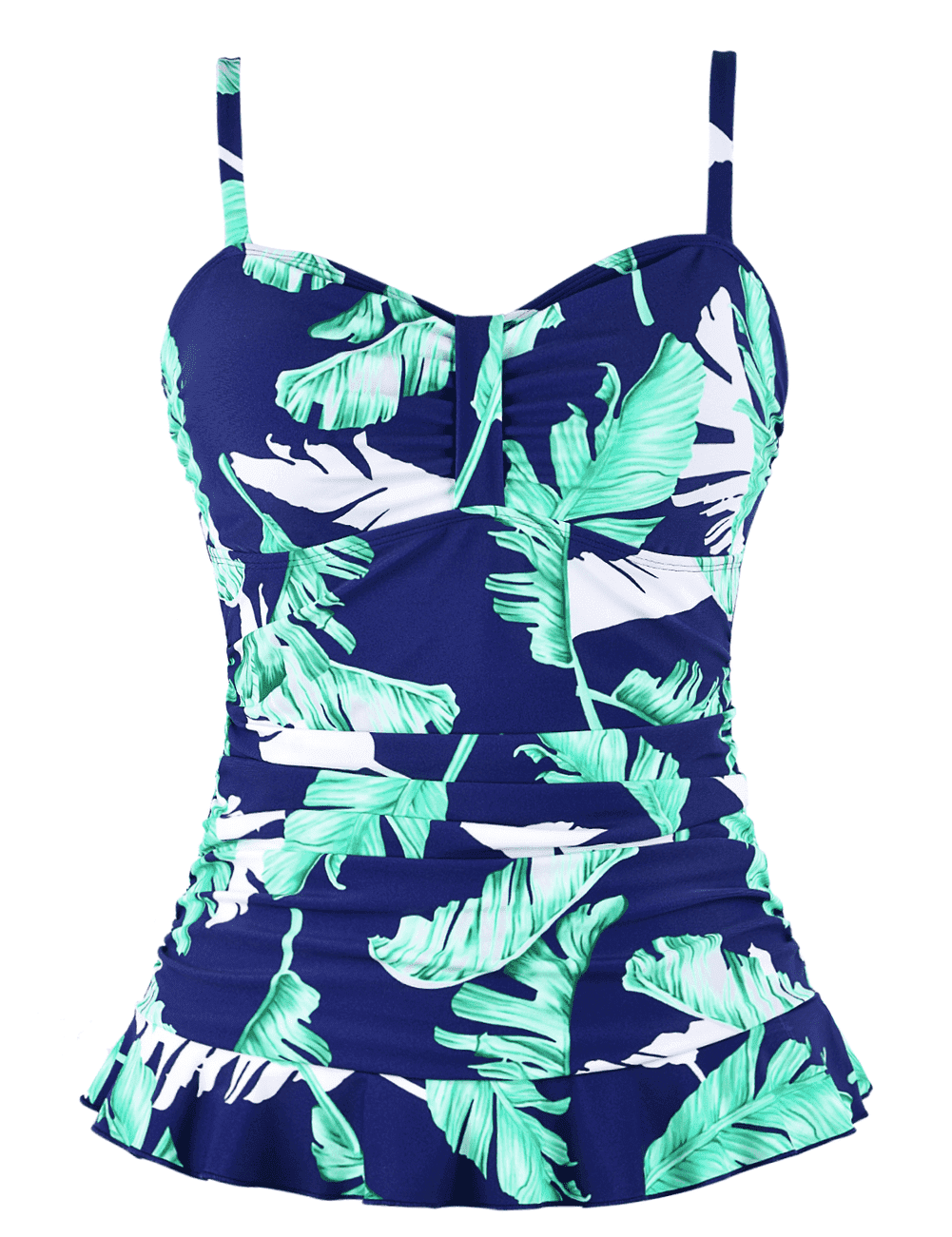 Hilor Womens Plus Size Tankini Top Retro Ruched Swimsuit Top with ...