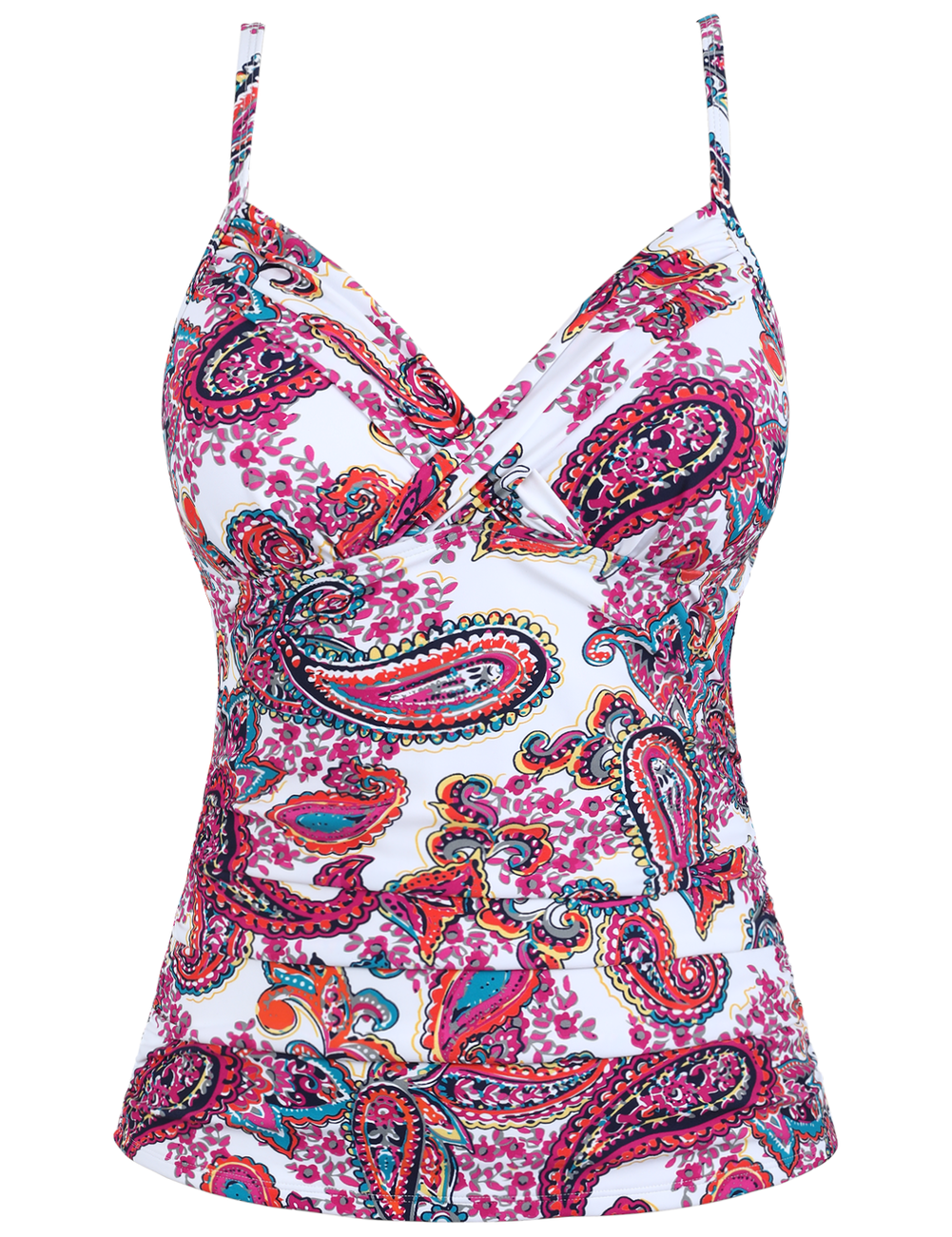 Hilor Women's V Neck Tankini Top, Ruched Swimwear with Tummy Control ...