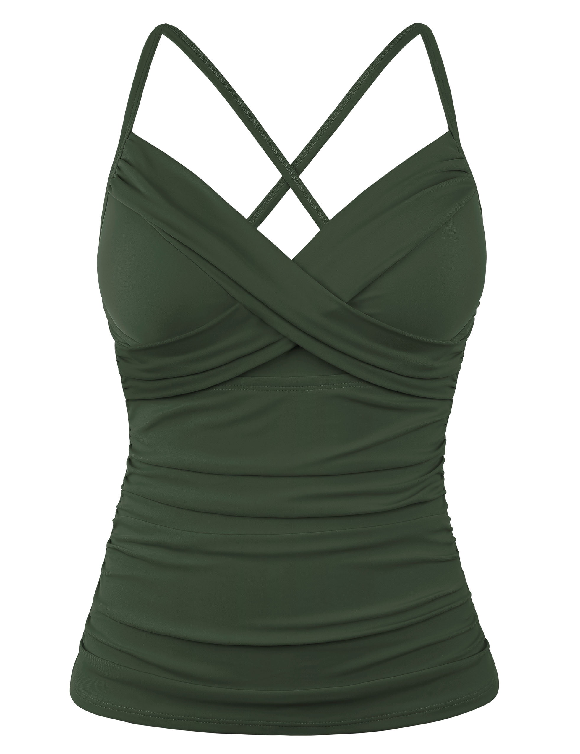 Hilor Women's Underwire Supportive Swim Tankini Top with Twist V Neck ...