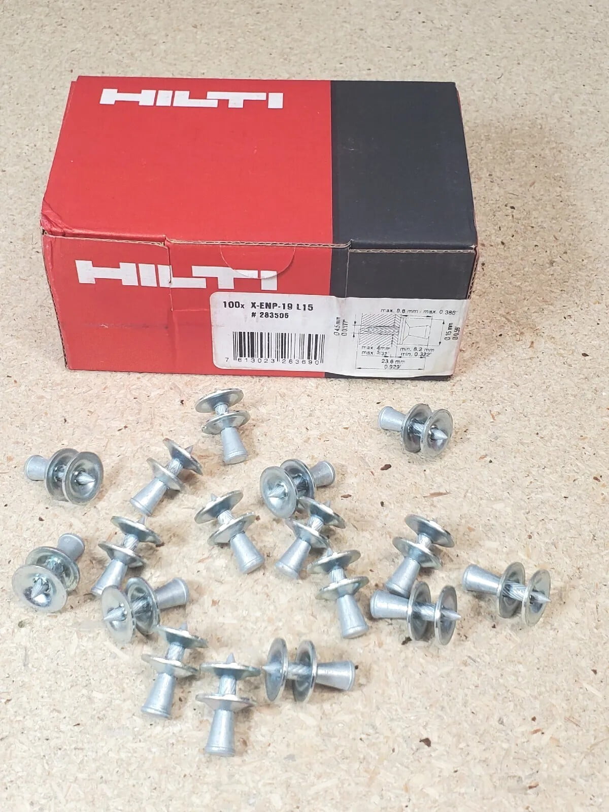 Hilti No. 283506 sheet metal deck fasteners X-ENP-19 L15 - 100 count ...