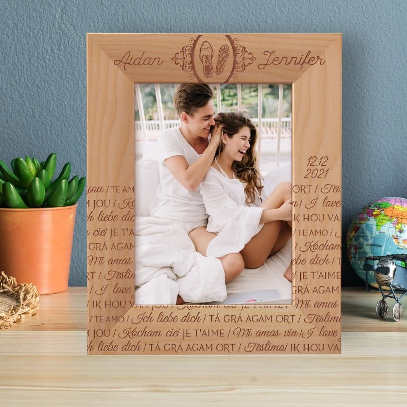 Him And Her Personalized Wooden Frame 5" x 7" Brown (Vertical ...