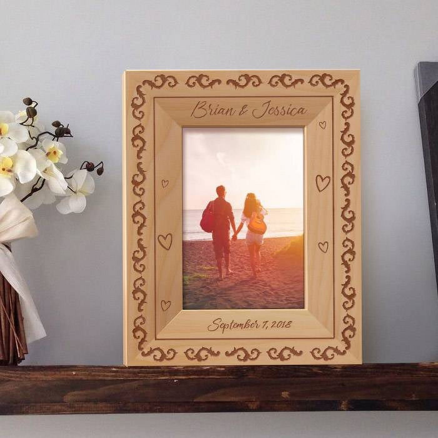 Him and Her Personalized Wooden Picture Frame 3 1/2" x 5" Brown ...