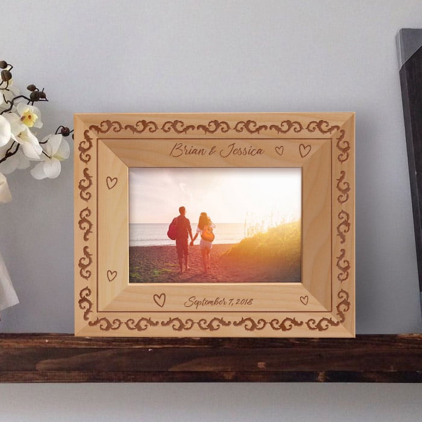 Him and Her Personalized Wooden Picture Frame-5" x 3 1/2" Brown ...