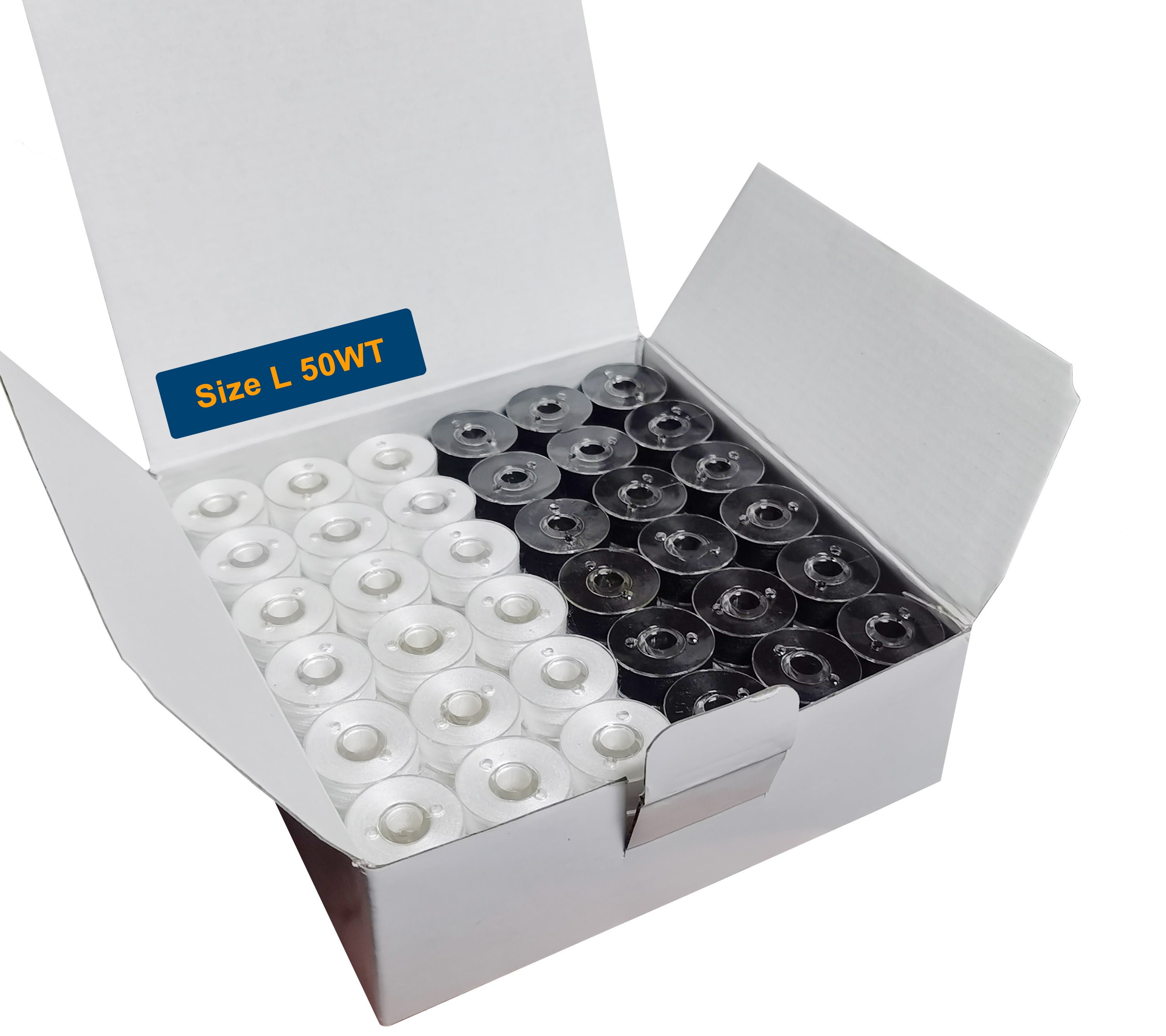 HimaPro 144 Prewound Bobbins- Black & White, Size L (SA155), 50 Weight ...