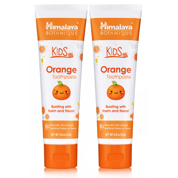 Himalaya Kids Orange Toothpaste with Xylitol, Vegan, 4 oz, 2 Pack ...
