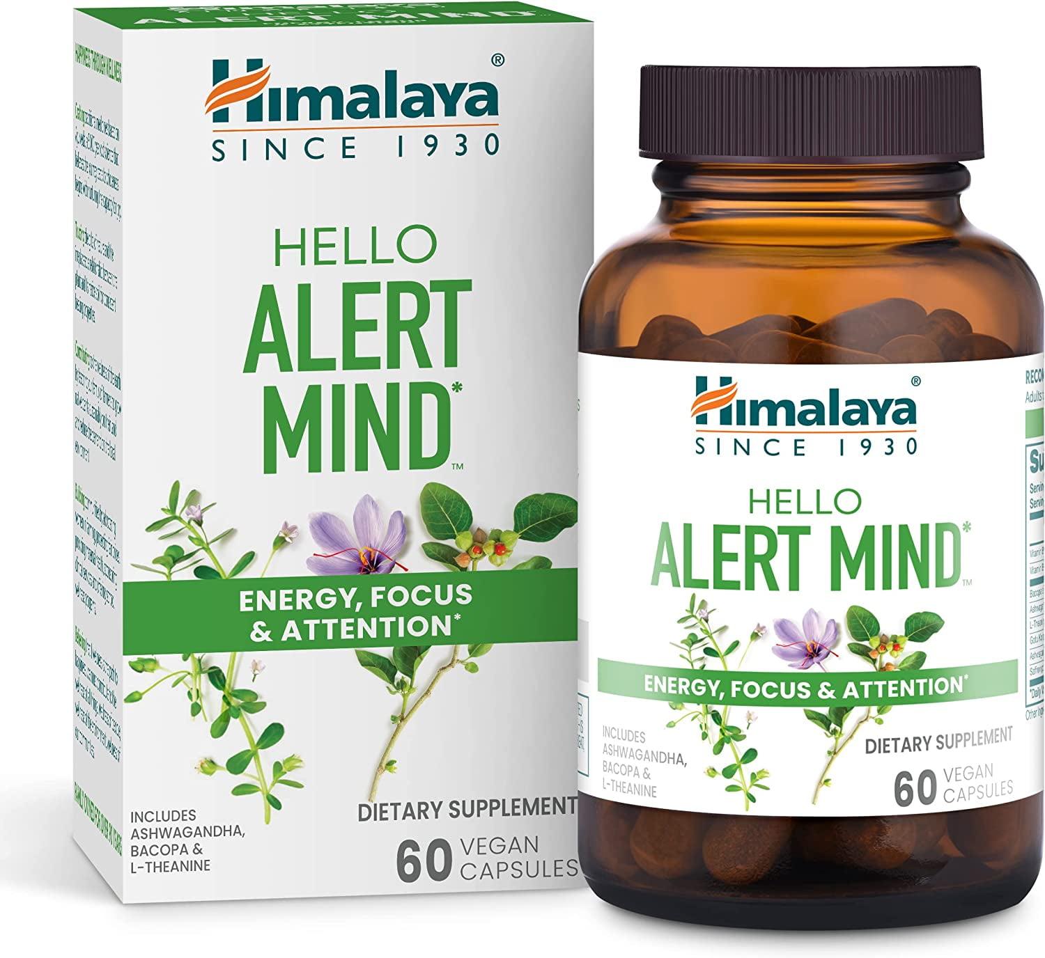 Himalaya Hello Alert Mind with Ashwagandha & L-Theanine for Energy ...