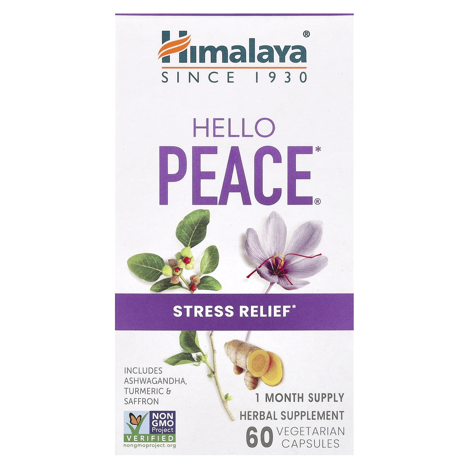 Himalaya Hello Peace with Ashwagandha, Turmeric & Saffron for Stress ...