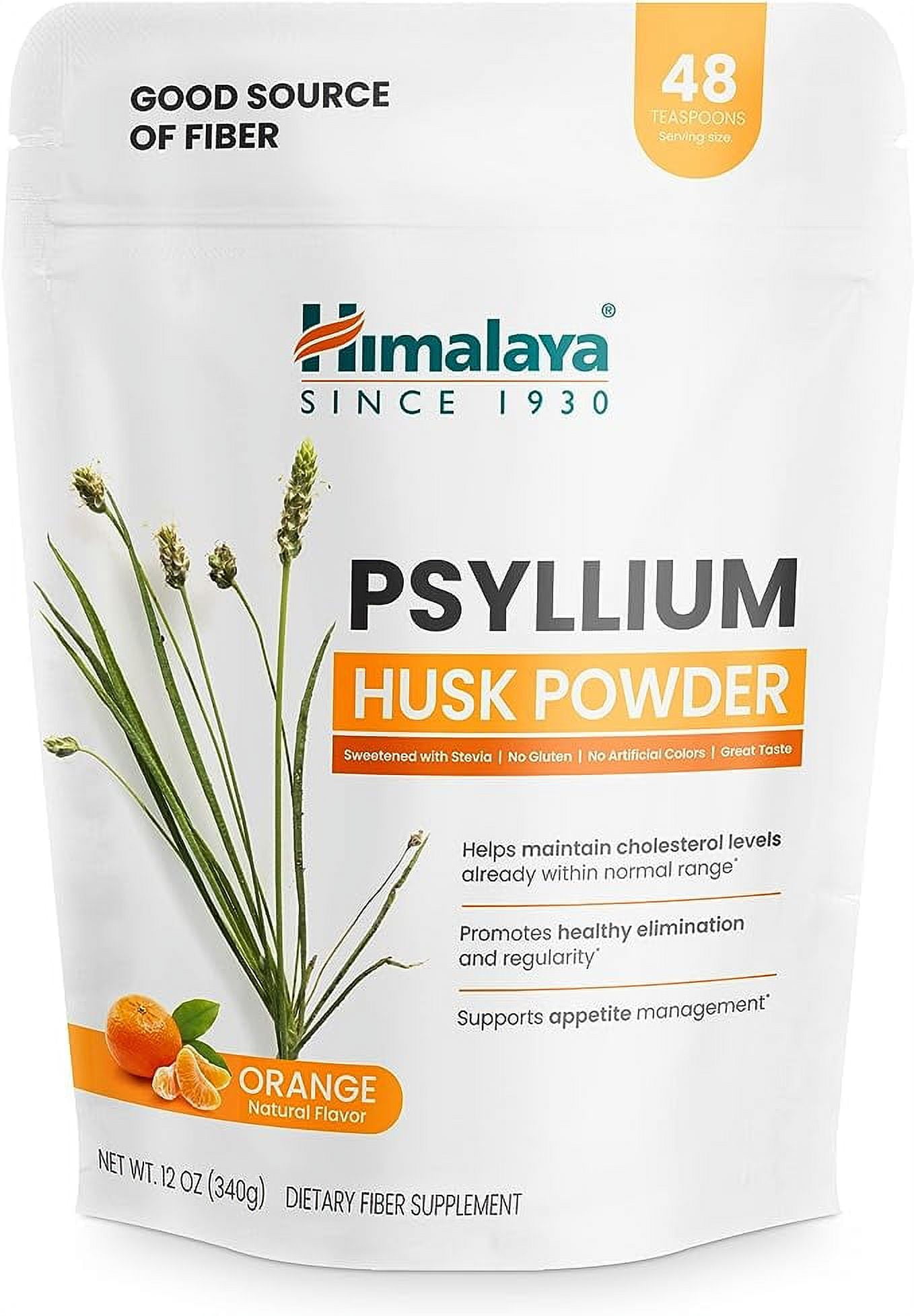Himalaya Orange Psyllium Husk Powder, Fiber Supplement, for Regularity ...