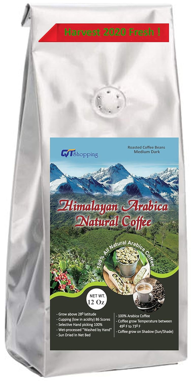 Himalayan Arabica Organic Medium Dark Whole Beans Roasted Coffee ...