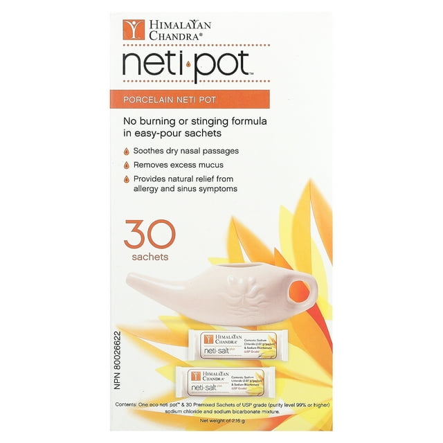 Himalayan Chandra Porcelain Neti Pot 30 Sachets - Walmart Business Supplies
