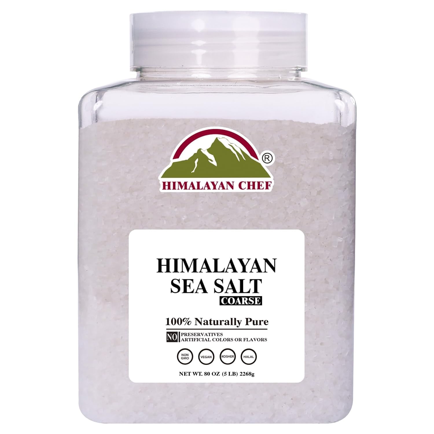 Himalayan Chef Coarse Grain KEF28 Salt - 5 lb Jar for Cooking, Baking ...