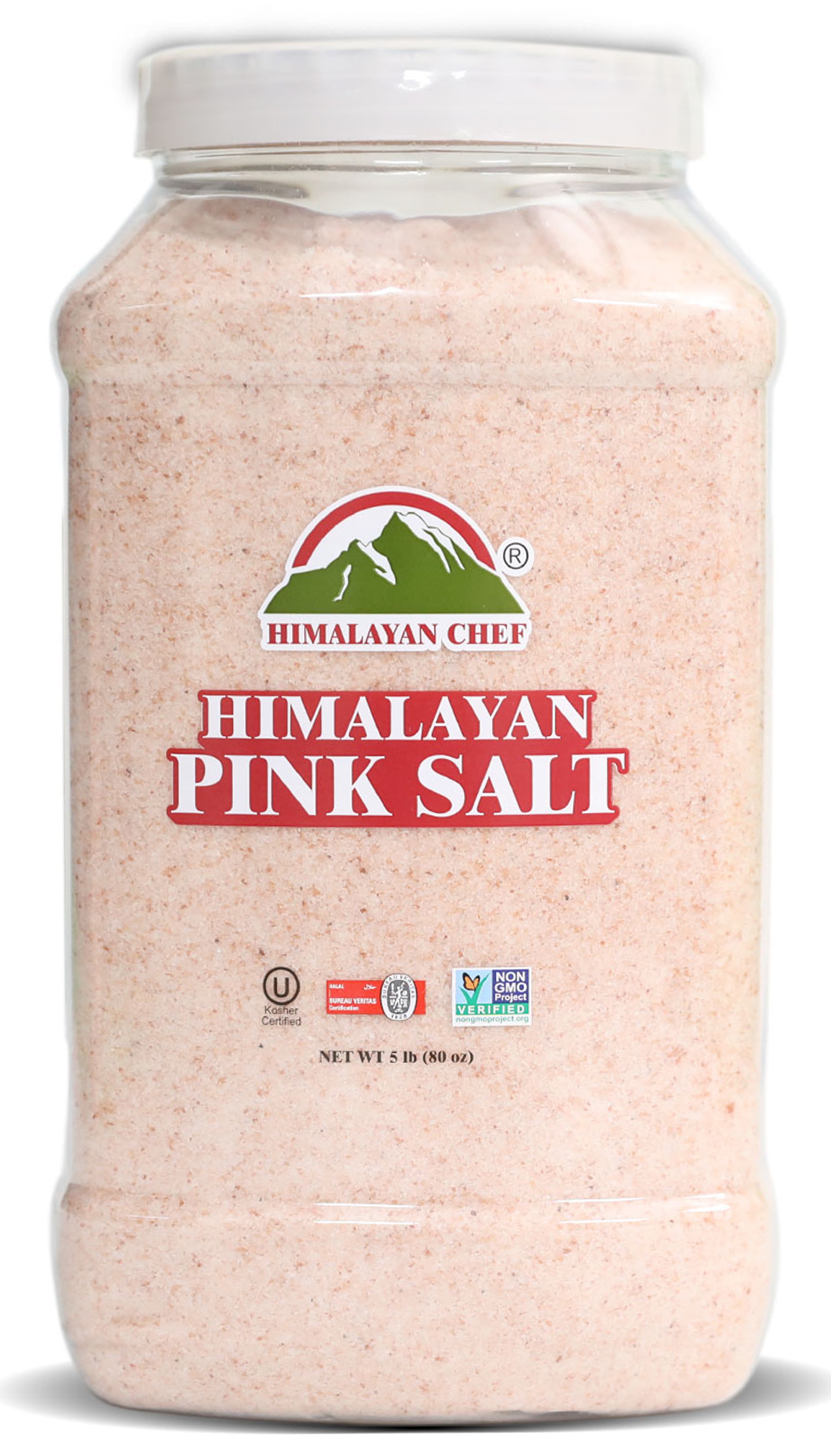 Himalayan Chef Himalayan Pink Salt Fine Grain, Plastic Jar-5 lbs ...