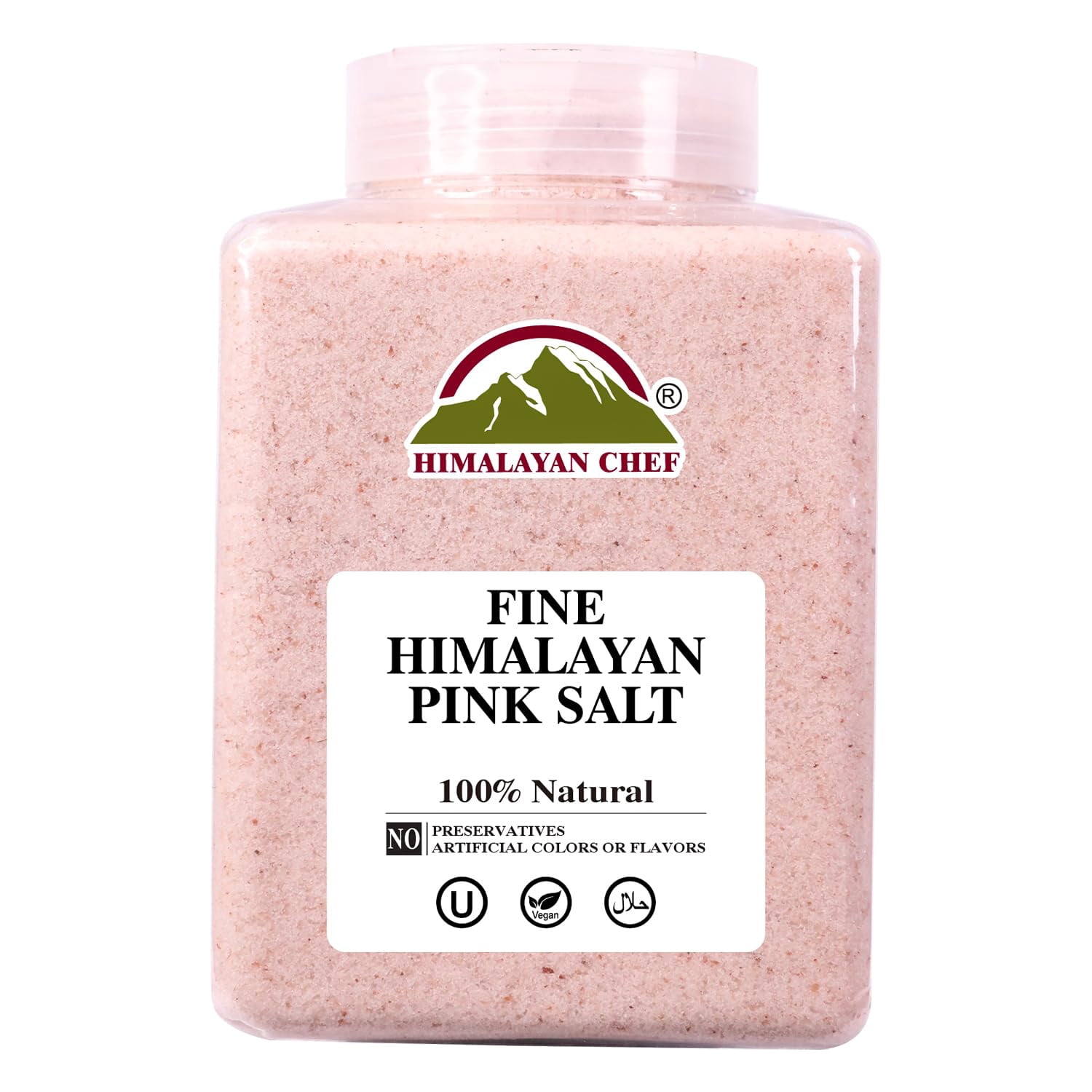 Himalayan Chef Himalayan Pink VTF5 Salt Fine Grain, Plastic Jar-5 lbs ...