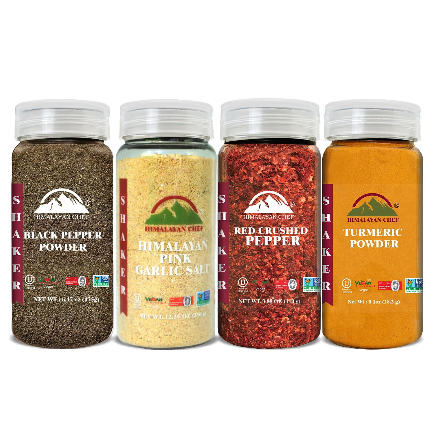 Himalayan Chef Natural Spices TGF4 Shaker Variety Pack (Turmeric Black ...