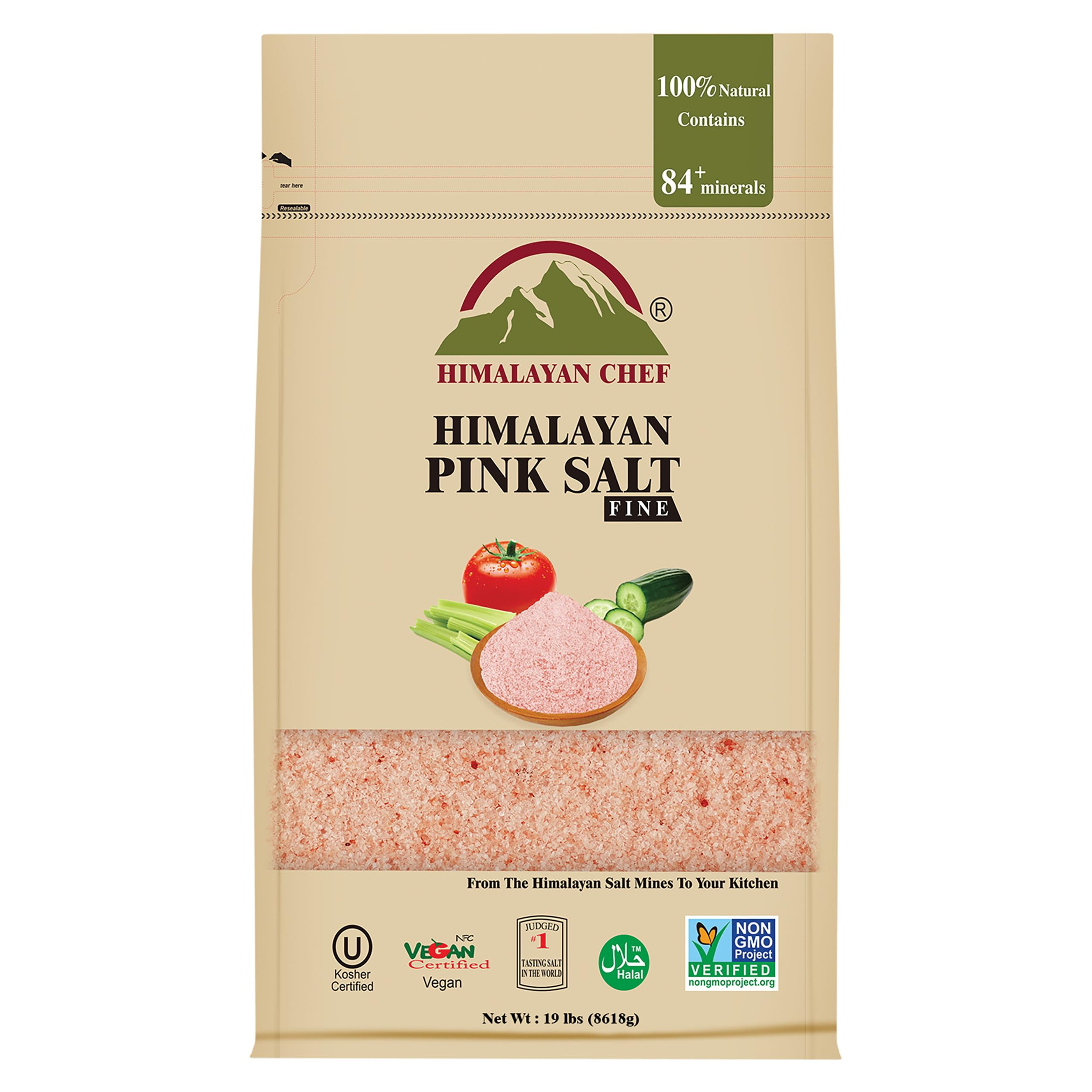 Himalayan Chef Pink Himalayan MFF30 Salt, Extra Fine Grain, 19 lbs Bag ...