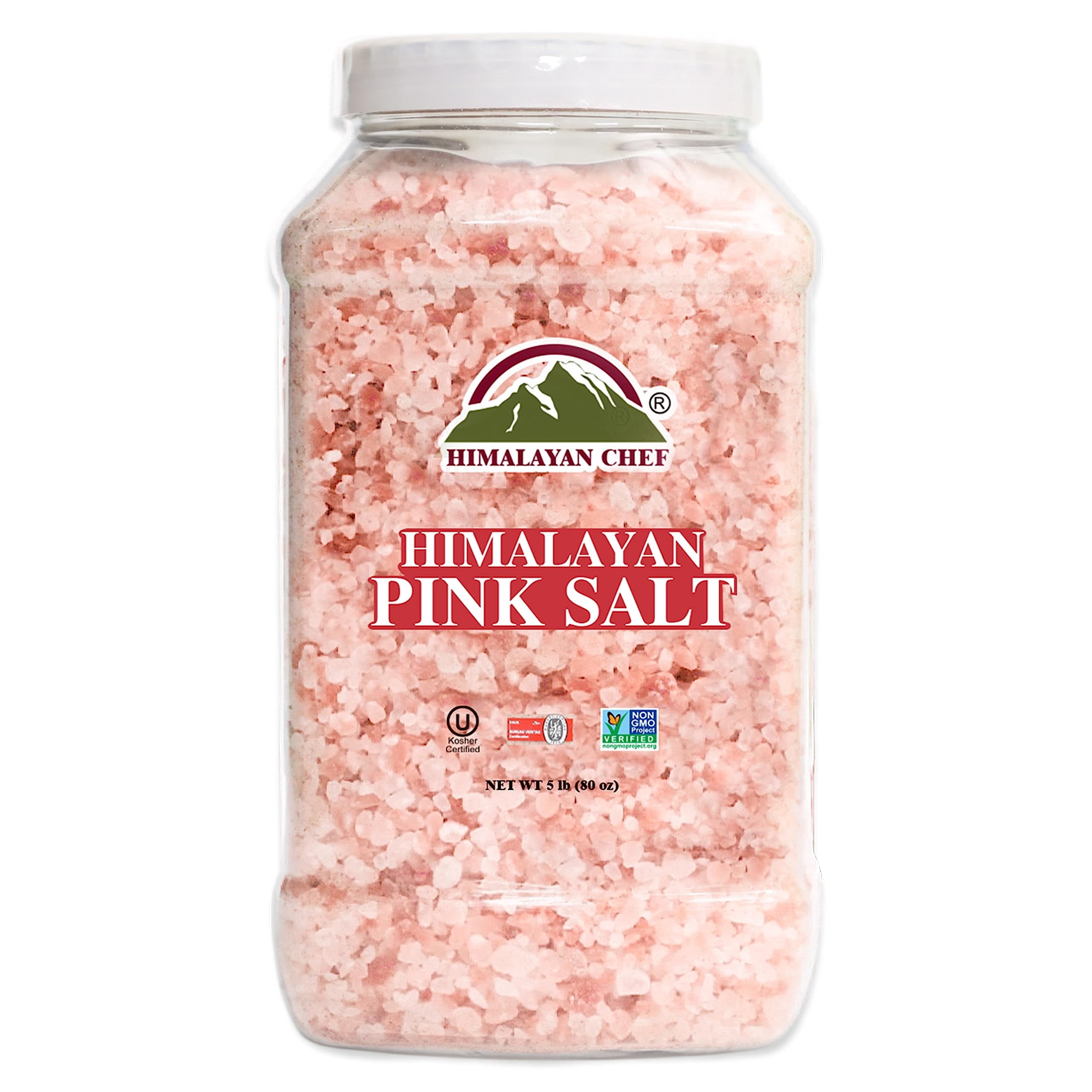 Himalayan Chef Pink Himalayan Salt Coarse Grain, Plastic Jar - 5 lbs ...