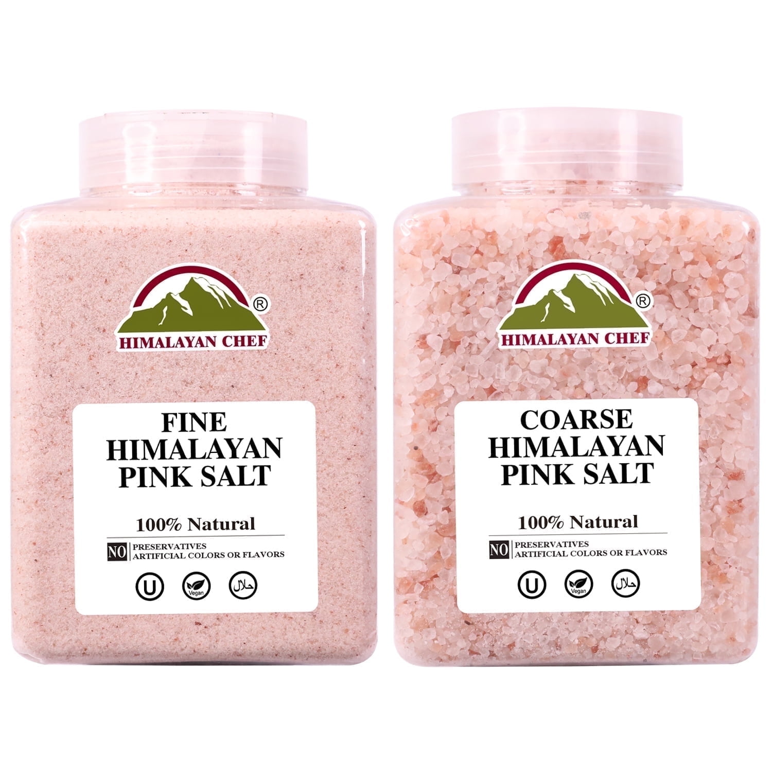 Himalayan Chef Organic Pink Salt for Food Cooking, Coarse & Fine Grain ...
