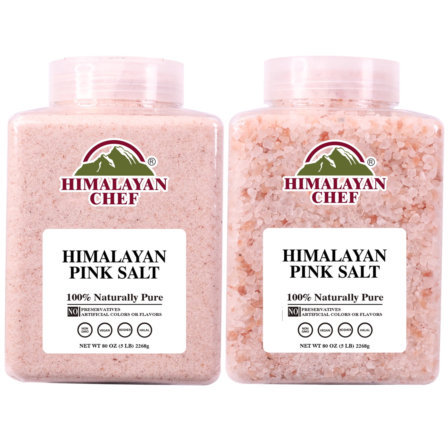 Himalayan Chef Organic Pink Salt for Food Cooking, Coarse & Fine Grain ...