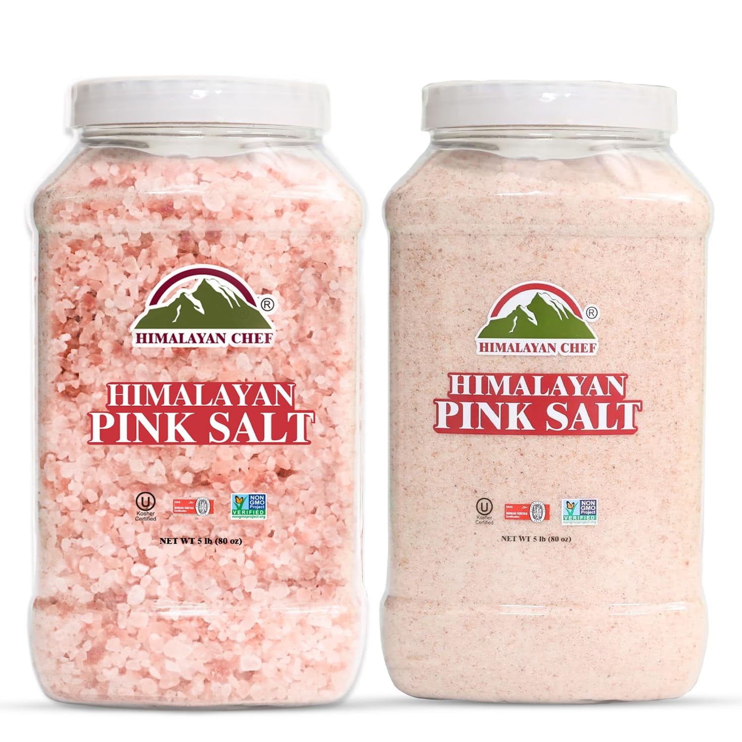 Himalayan Chef Organic Pink Salt for Food Cooking, Coarse & Fine Grain ...