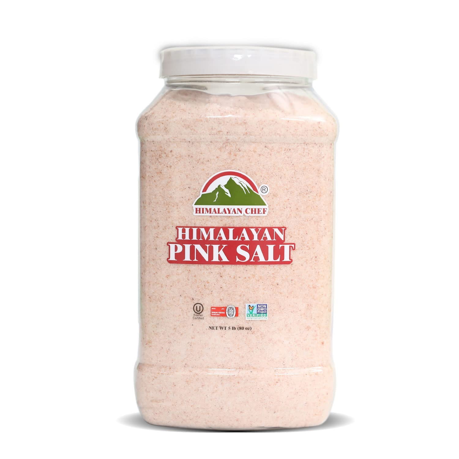 Himalayan Chef Pink Salt, Fine Grain, 80oz (5 Pound), Non-GMO, 84 ...