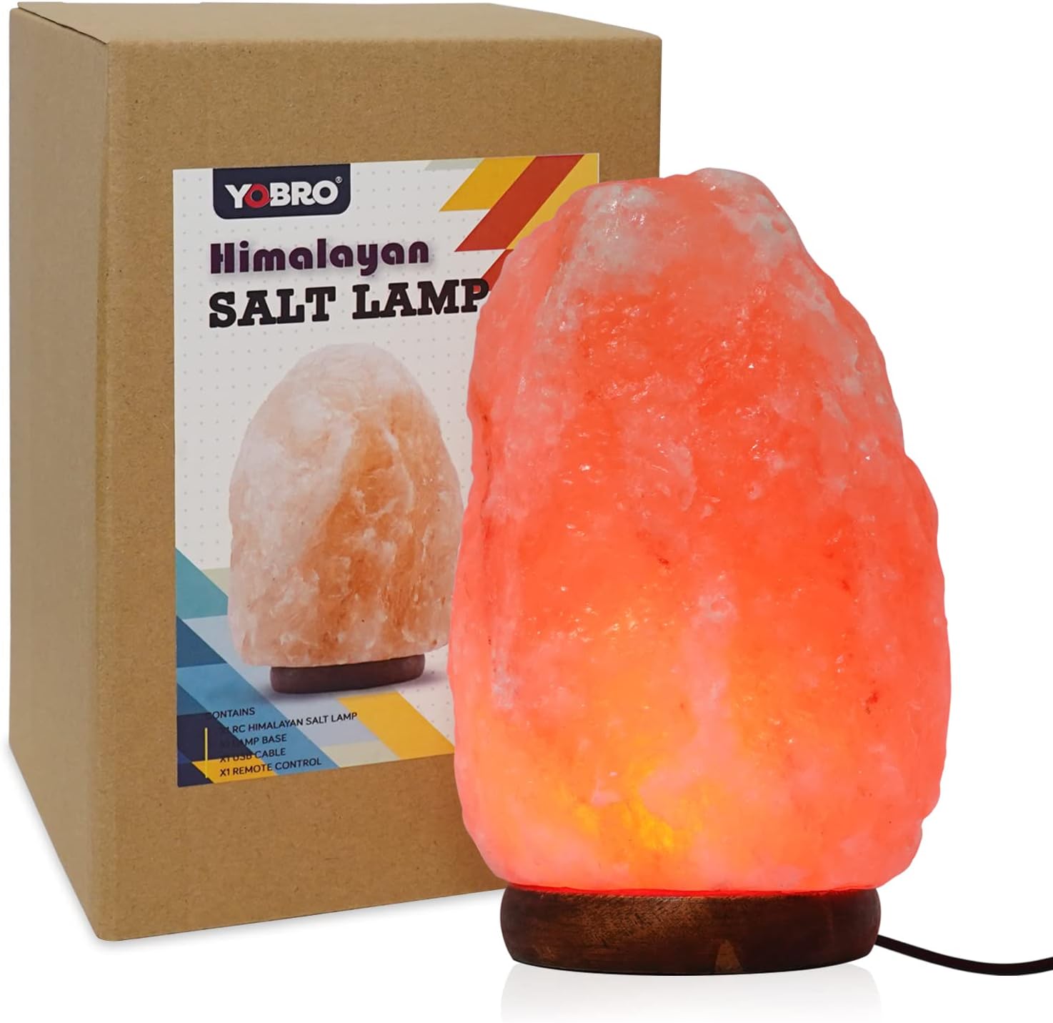 Himalayan Glow Pink Salt Crystal Lamp, 15W Incandescent Bulb, Dimmer ...