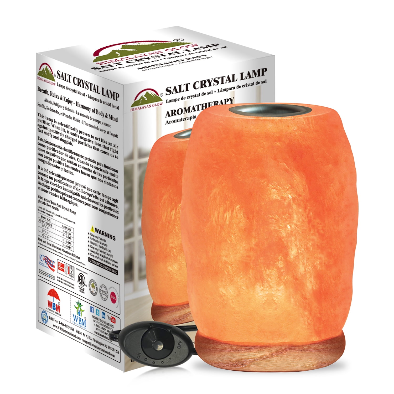 Himalayan Glow Salt Crystal Aroma Lamp, 15W Bulb with Wooden Base, 4" W ...