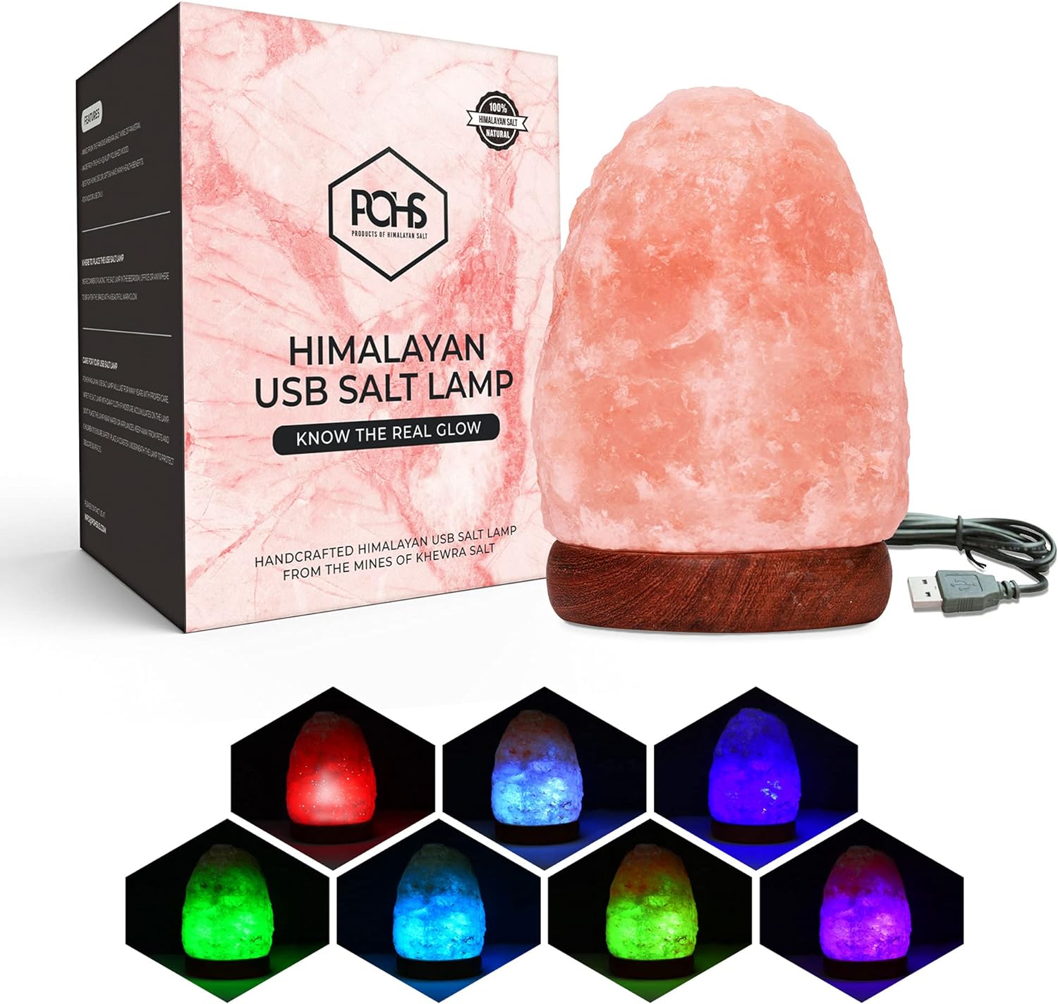 Greenco Natural Himalayan Rock Salt Lamp 6-11 lbs with Wood Base ...