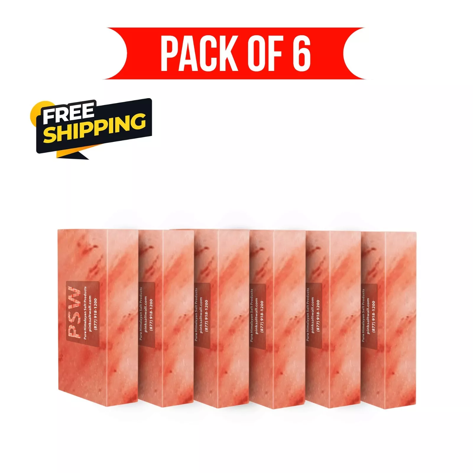 Pink Salt Wall Natural Himalayan Salt Bricks, 8" x 4" x 2", Box Set of ...