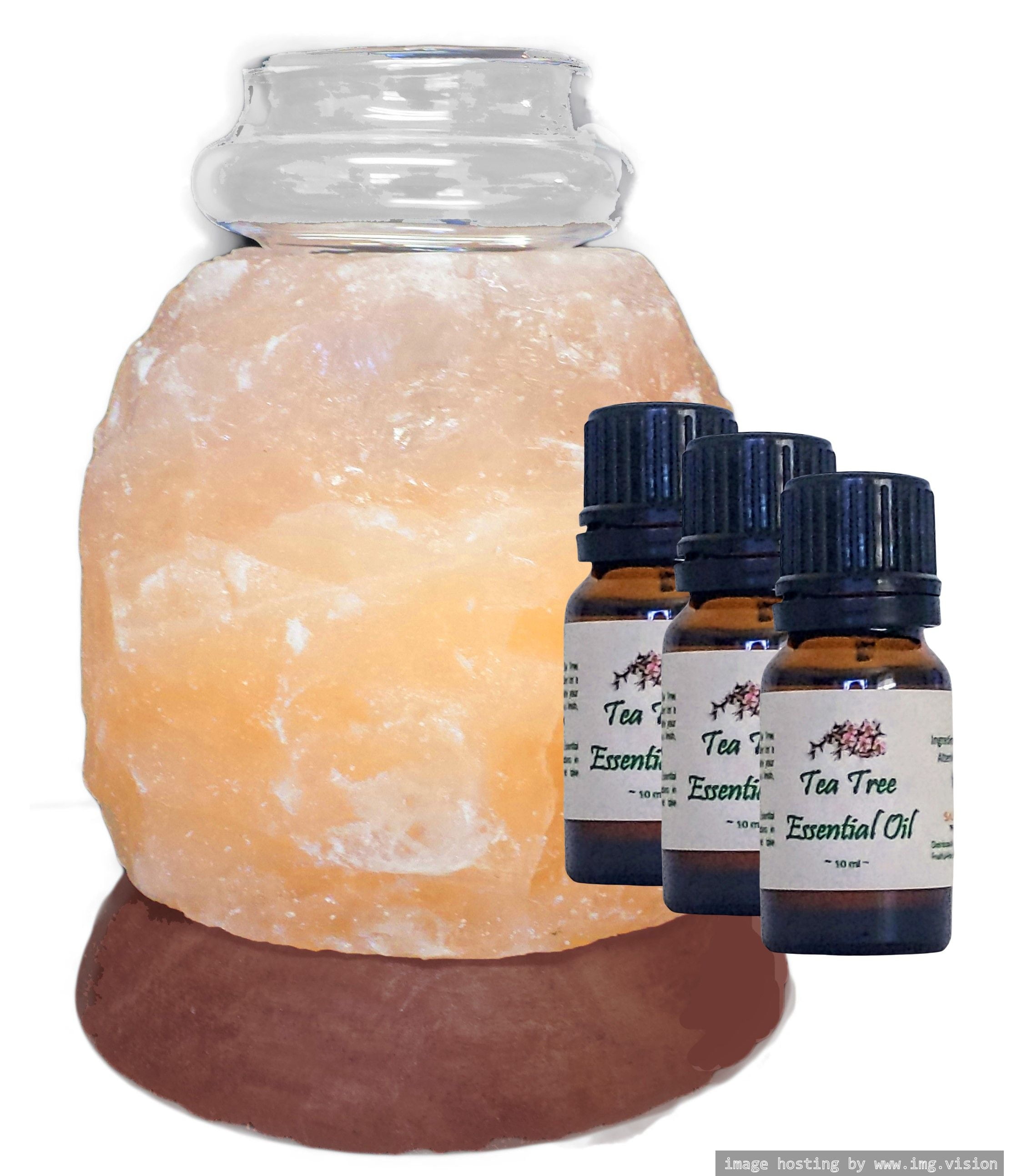 Himalayan Salt Aroma Lamp-Glass Diffuser-Essential Oil, 3 - 10 ml ...