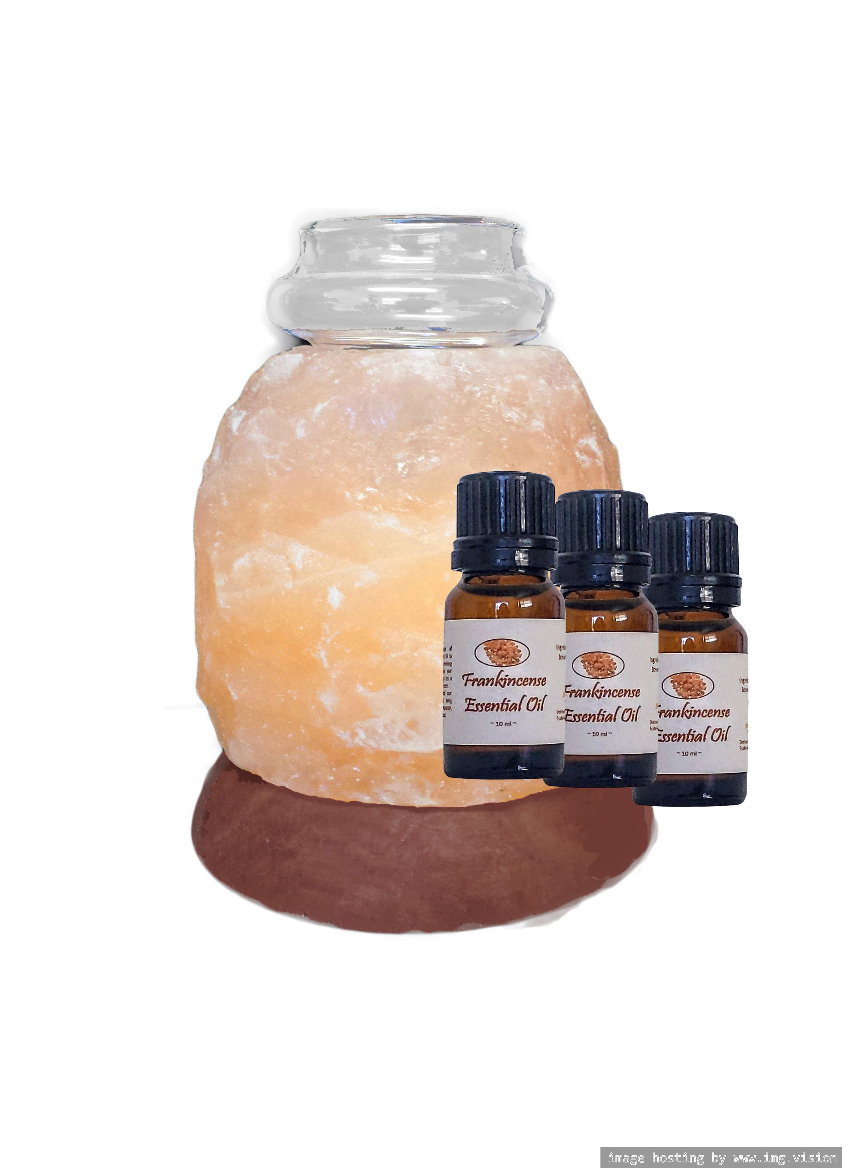 Himalayan Salt Aromatherapy Lamp with 3 Bottles of Frankincense ...