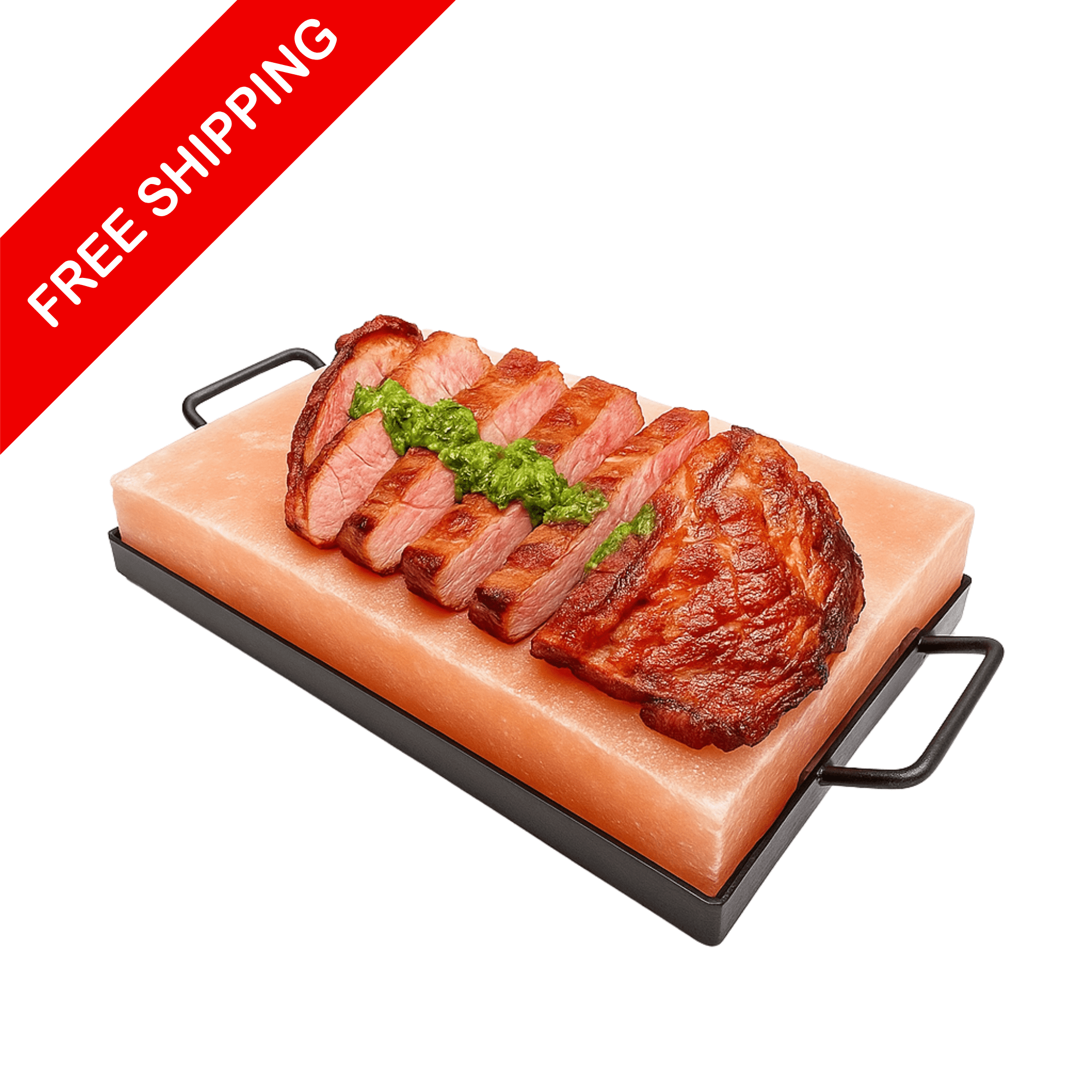 Himalayan Salt Cooking Block Plate with Metal Tray – 12x8x2 inches ...