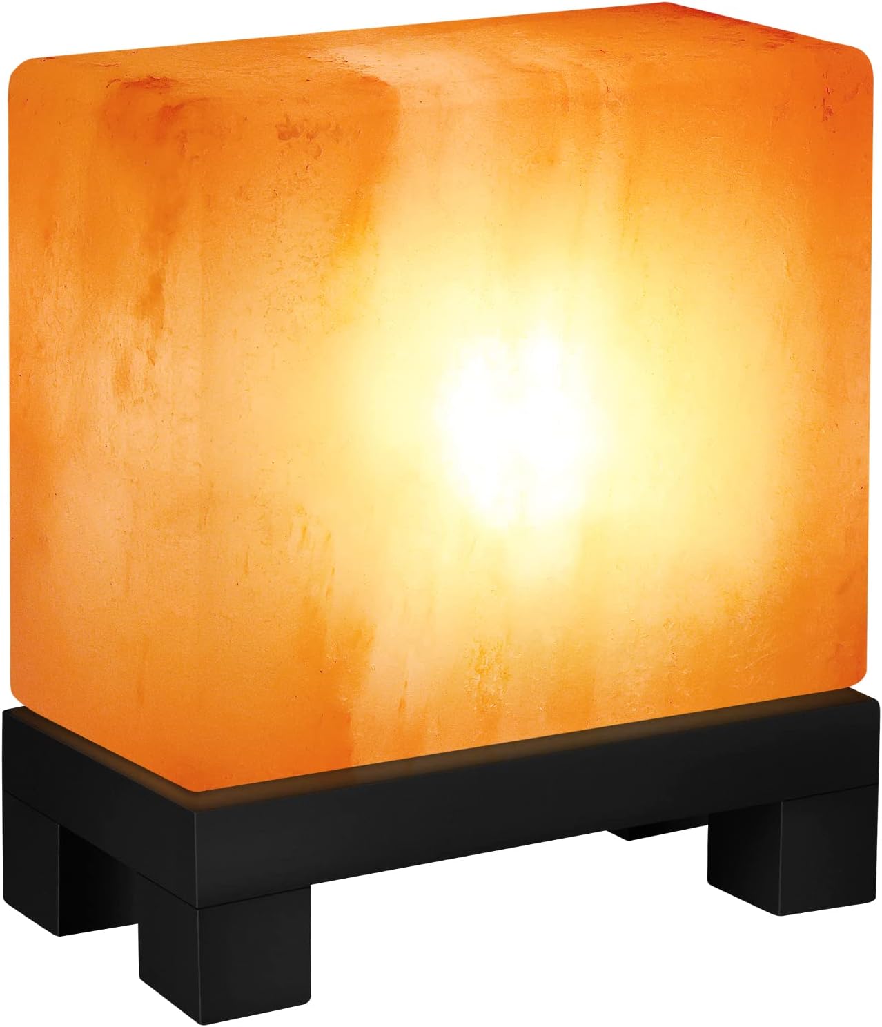 Himalayan Salt Lamp Rectangle, Salt Rock Lamp with Modern Wood Base ...