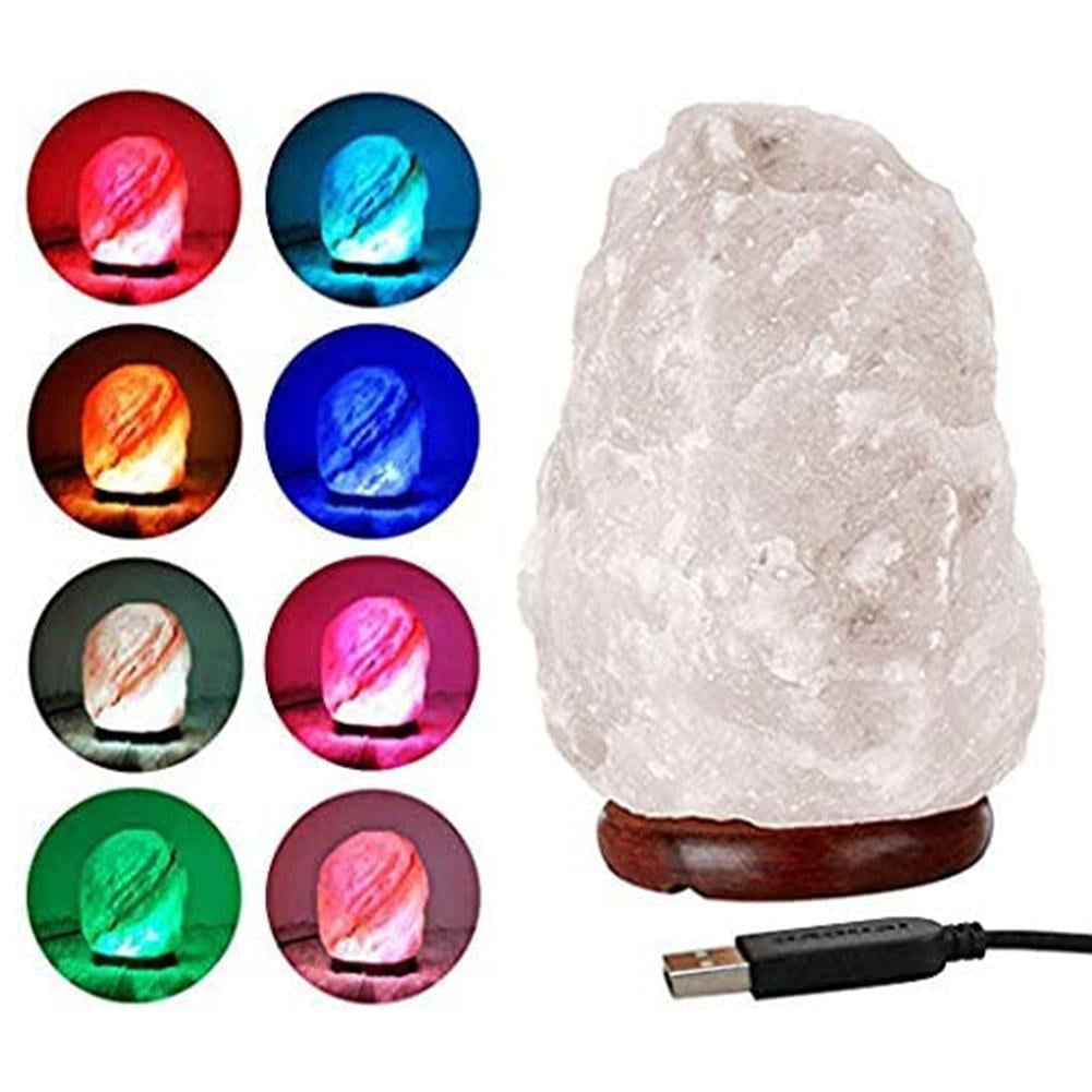 Himalayan Salt Lamp with Wooden Base Dimmer Crystal Rock Night Light ...