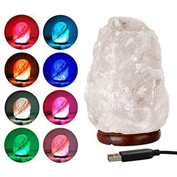 "Fanhao Himalayan Salt Lamp, Multicolor LED Light, USB, Remote, 5-6 ...